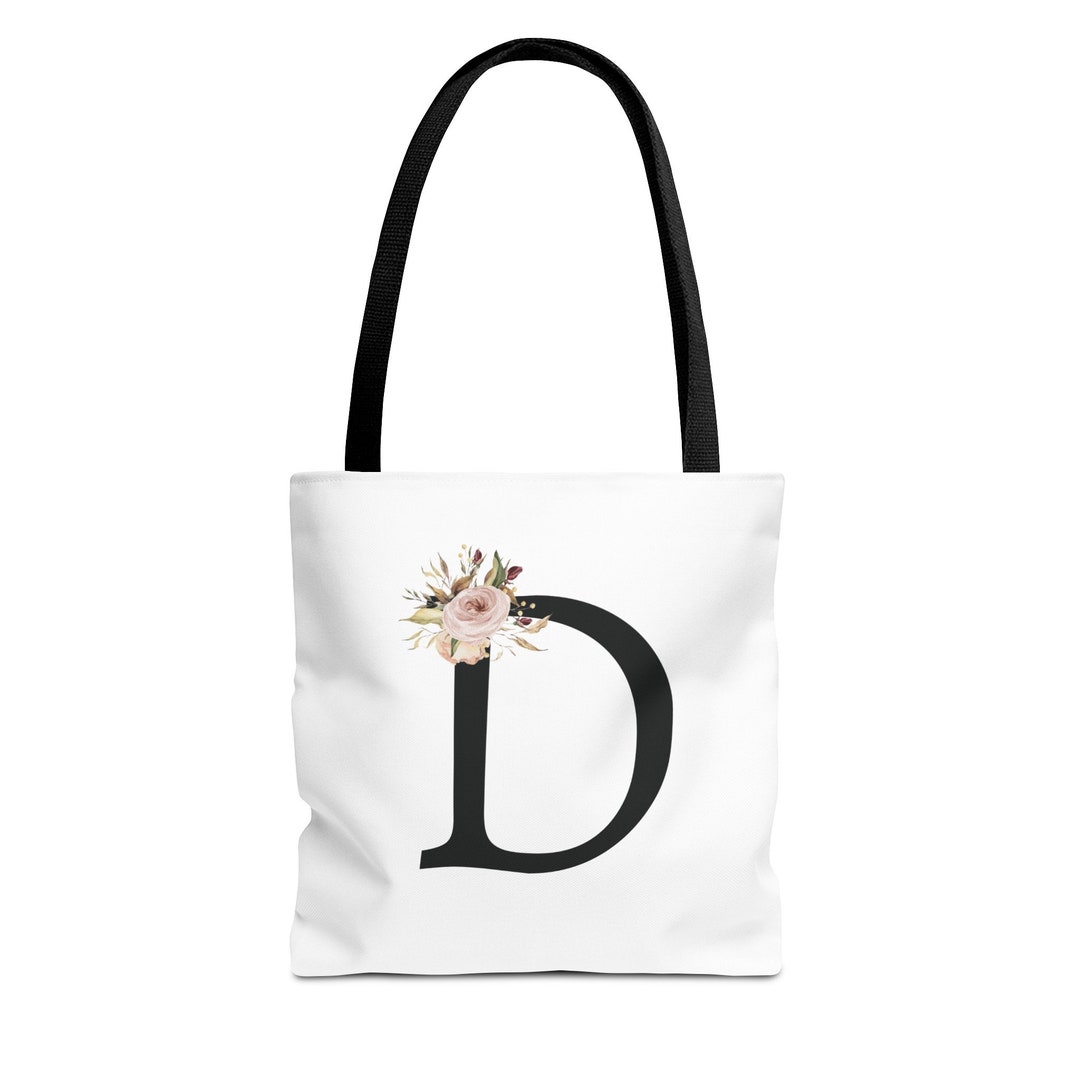 Initial Canvas Tote Bags Floral Letter Travel Bags Personalized Beach ...