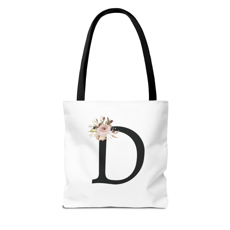 Initial Canvas Tote Bags Floral Letter Travel Bags Personalized Beach ...