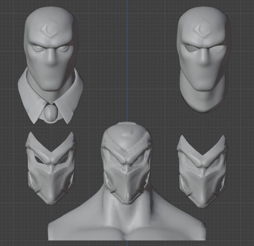 Moon Knight & Mr. Knight Mask/bust STL File Bundle - Cosplay 3D Model ...