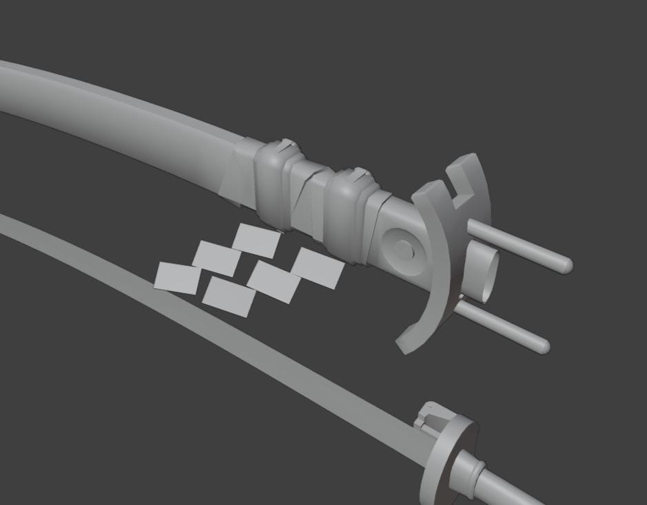 ZZZ Hoshimi Miyabi "tailless" Sword & Scabbard STL File: Game-accurate ...