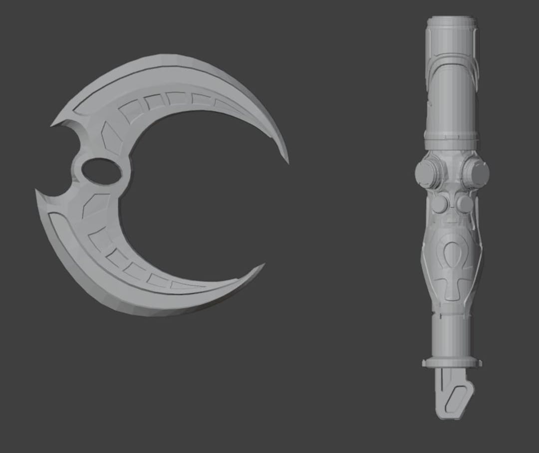 Moon Knight Crescent Blade & Baton STL File: Golden Moonlight Cosplay ...
