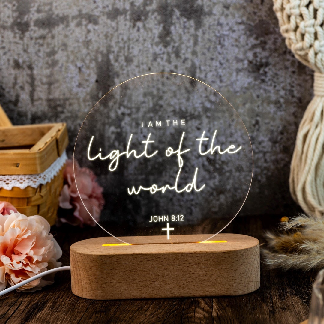 Personalized Bible Verse LED Light, Round Custom Favorite Bible Verse ...