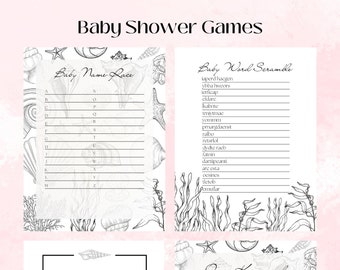 Under the Sea Baby Shower Word Scramble Game Printable, Beach Starfish ...