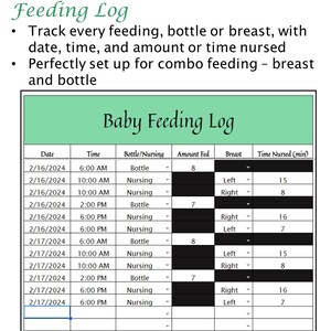 Complete Baby Tracker Google Sheets Spreadsheet, Feeding, Diaper, and ...