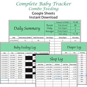 Complete Baby Tracker Google Sheets Spreadsheet, Feeding, Diaper, and ...