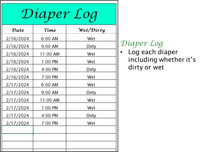 Complete Baby Tracker Excel Spreadsheet, Feeding, Diaper, and Sleep Log ...