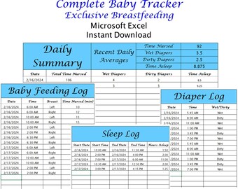 Complete Baby Tracker Google Sheets Spreadsheet, Feeding, Diaper, and ...