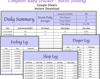 Complete Baby Tracker Google Sheets Spreadsheet, Feeding, Diaper, and ...