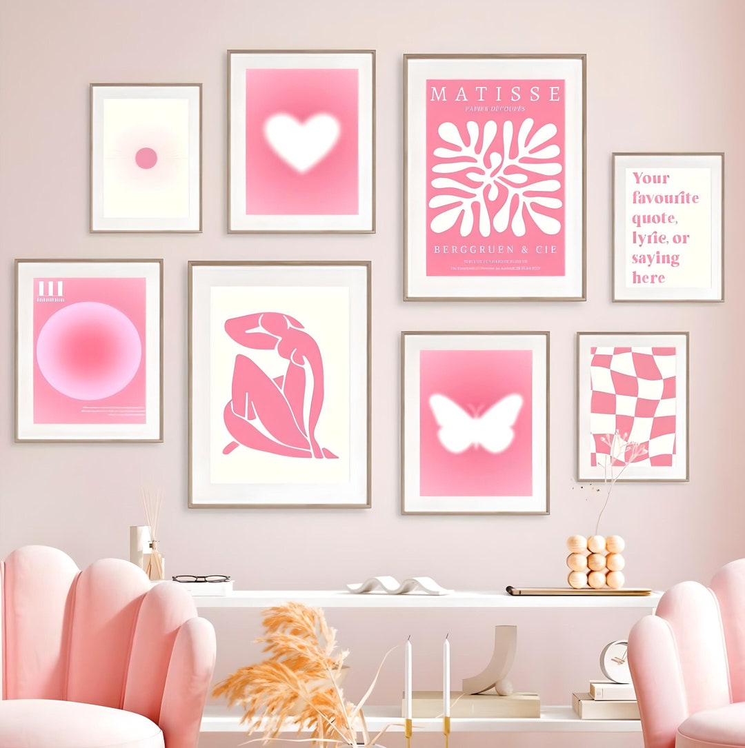 Set of 10 Cute Girly Trendy Pink Posters | Hot Pink Poster | Dorm Decor ...