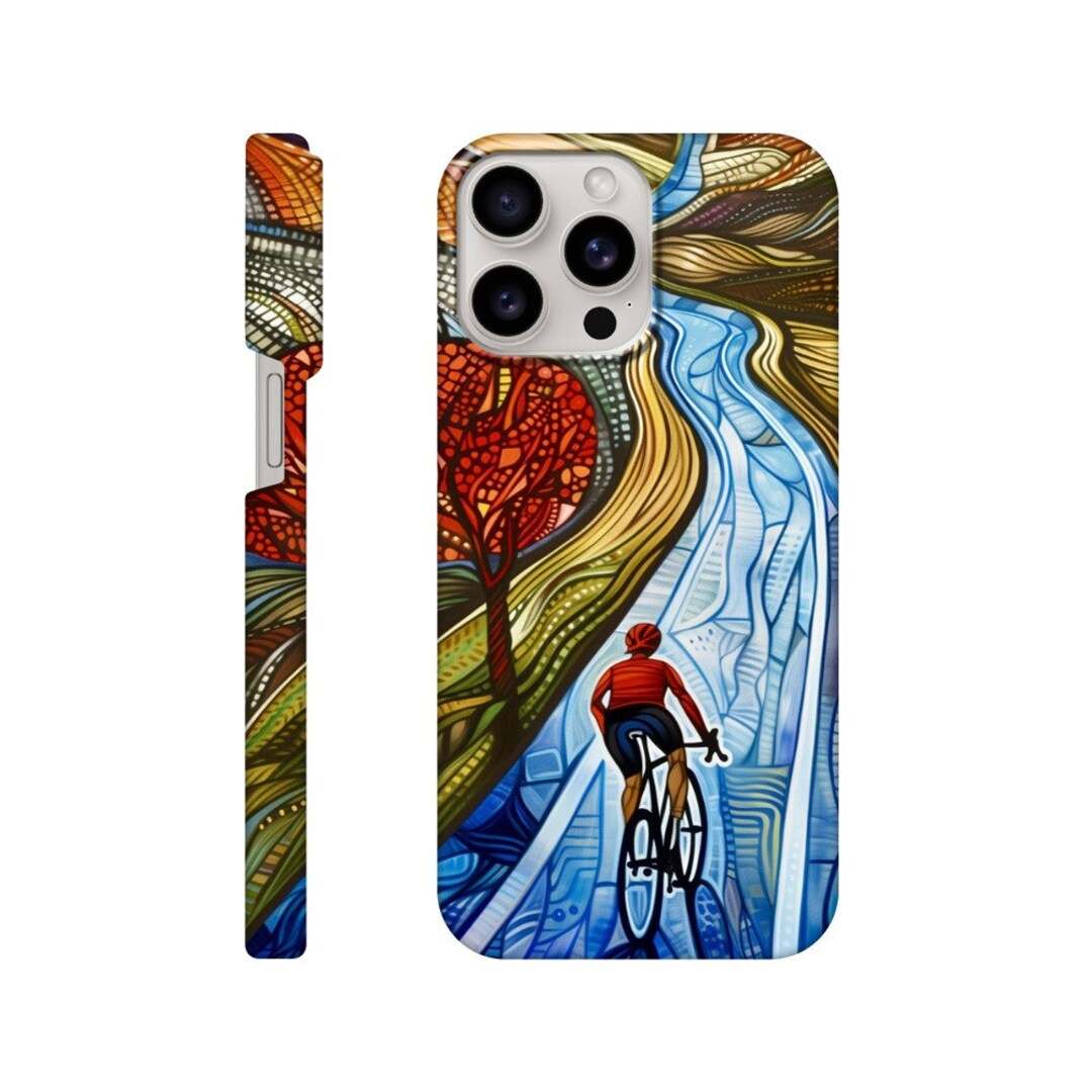 Female Cyclist Phone Case|geometric|cycling|road Bike|winding Road ...
