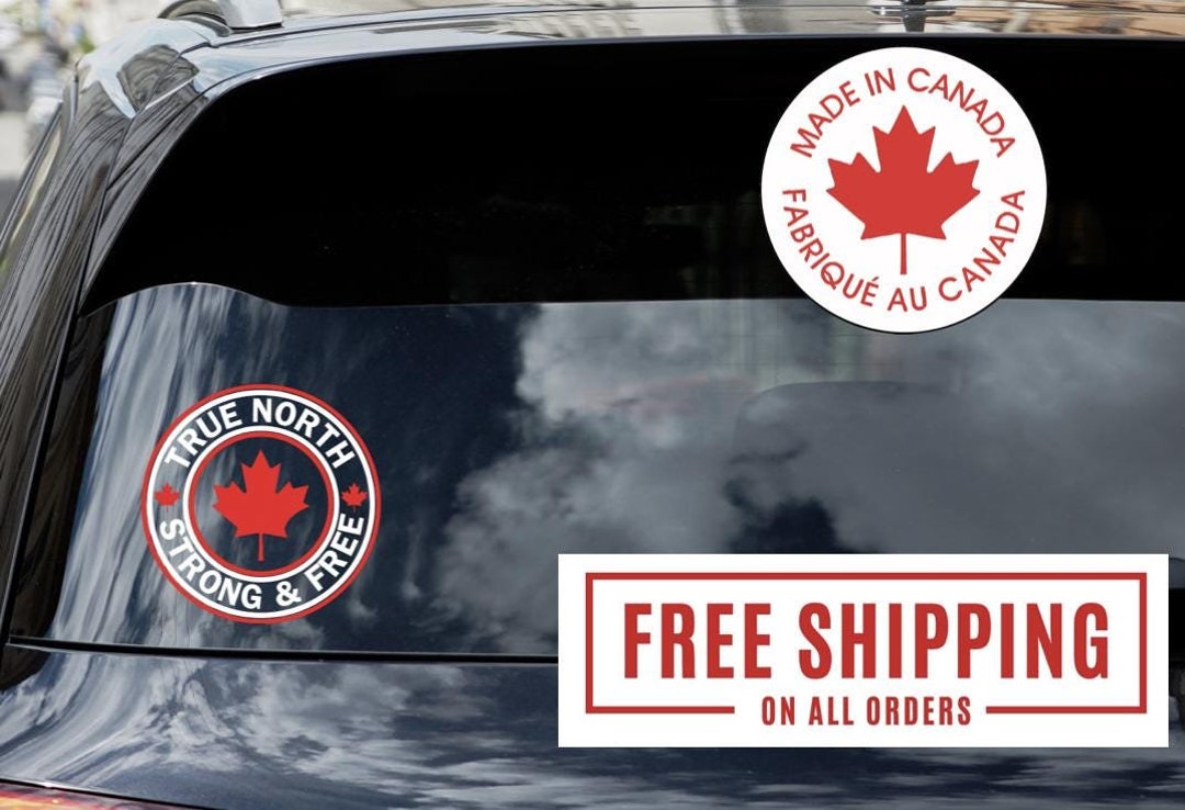 True North Decal, Strong and Free, Red and White, Canadian Car Decal ...