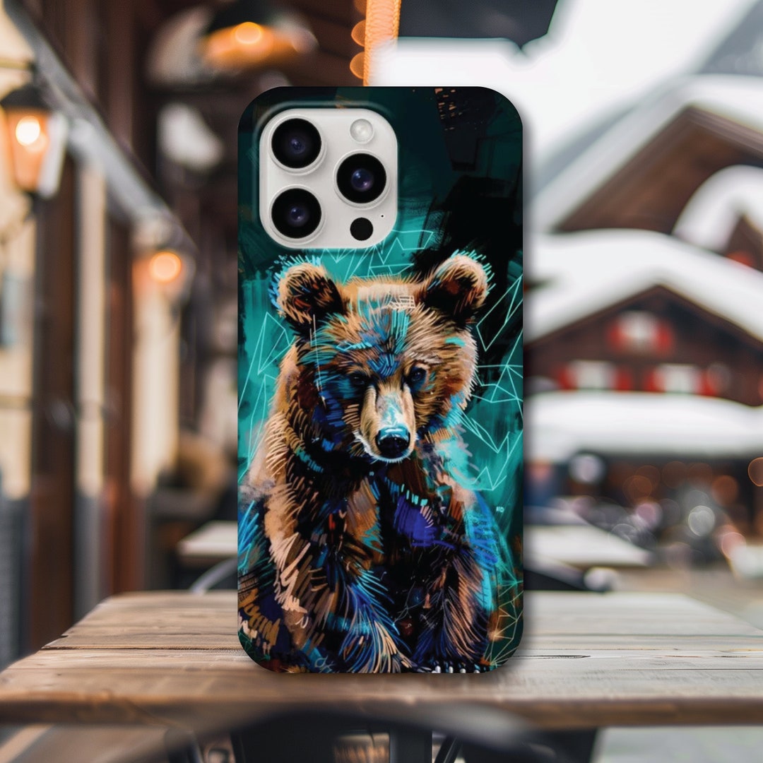 Cute Bear Cub Geometric Patterns Phone Case|tough Case - Etsy