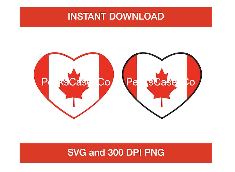 Canada Flag Heart Digital Download SVG and PNG - Etsy
