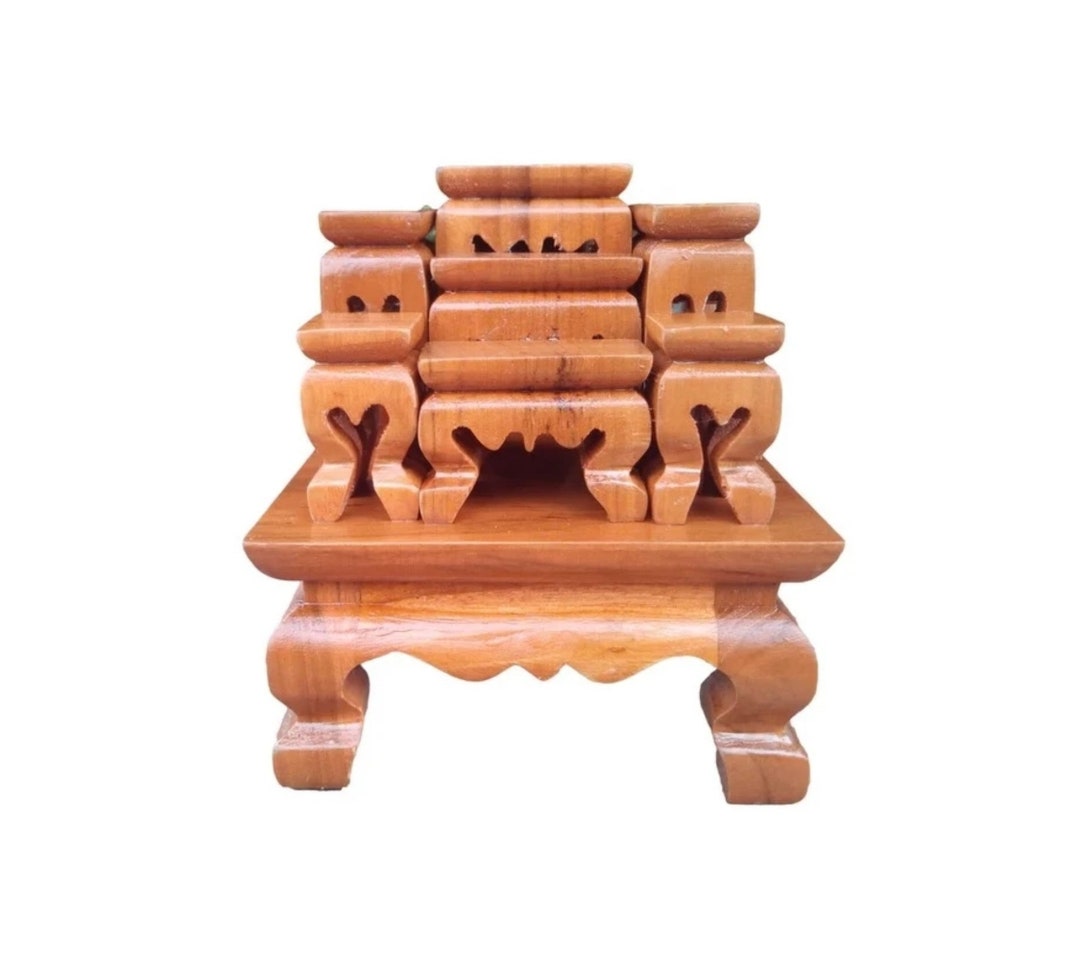 Mini Wooden Buddha Altar Table Natural Finish 10x12.5x15 Cm Free ...