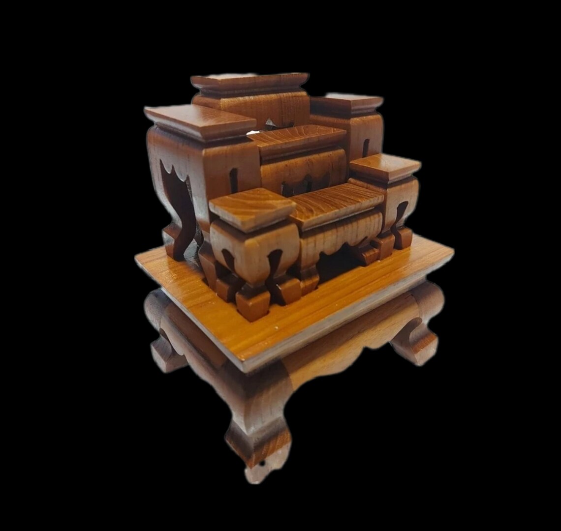 Mini Wooden Buddha Altar Table Natural Finish 10x12.5x15 Cm With Free ...