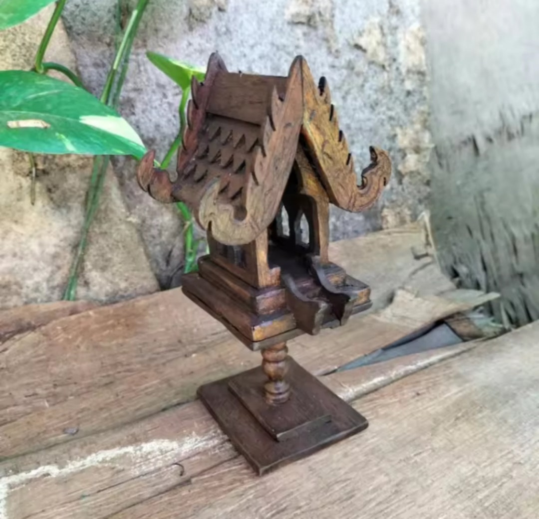 Thai Spirit House Handcrafted Shrine for Blessings and Protection Brown ...