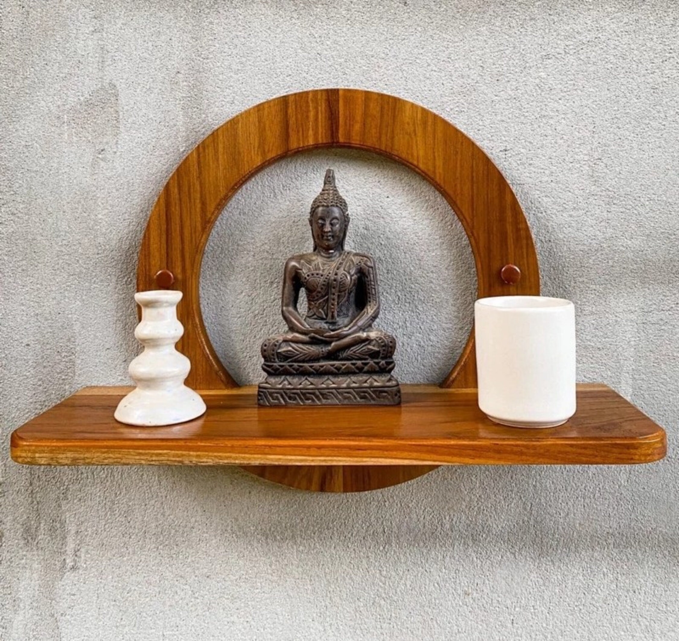Handcrafted Teak Wood Buddha Amulet Shelf Sacred Wood for Spiritual ...