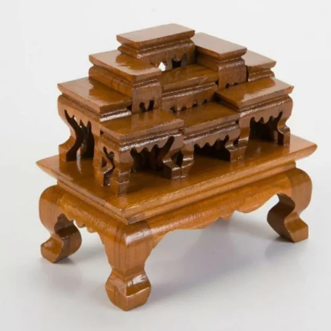 Mini Wooden Buddha Altar Table Natural Finish 10x18x18 Cm With Free ...