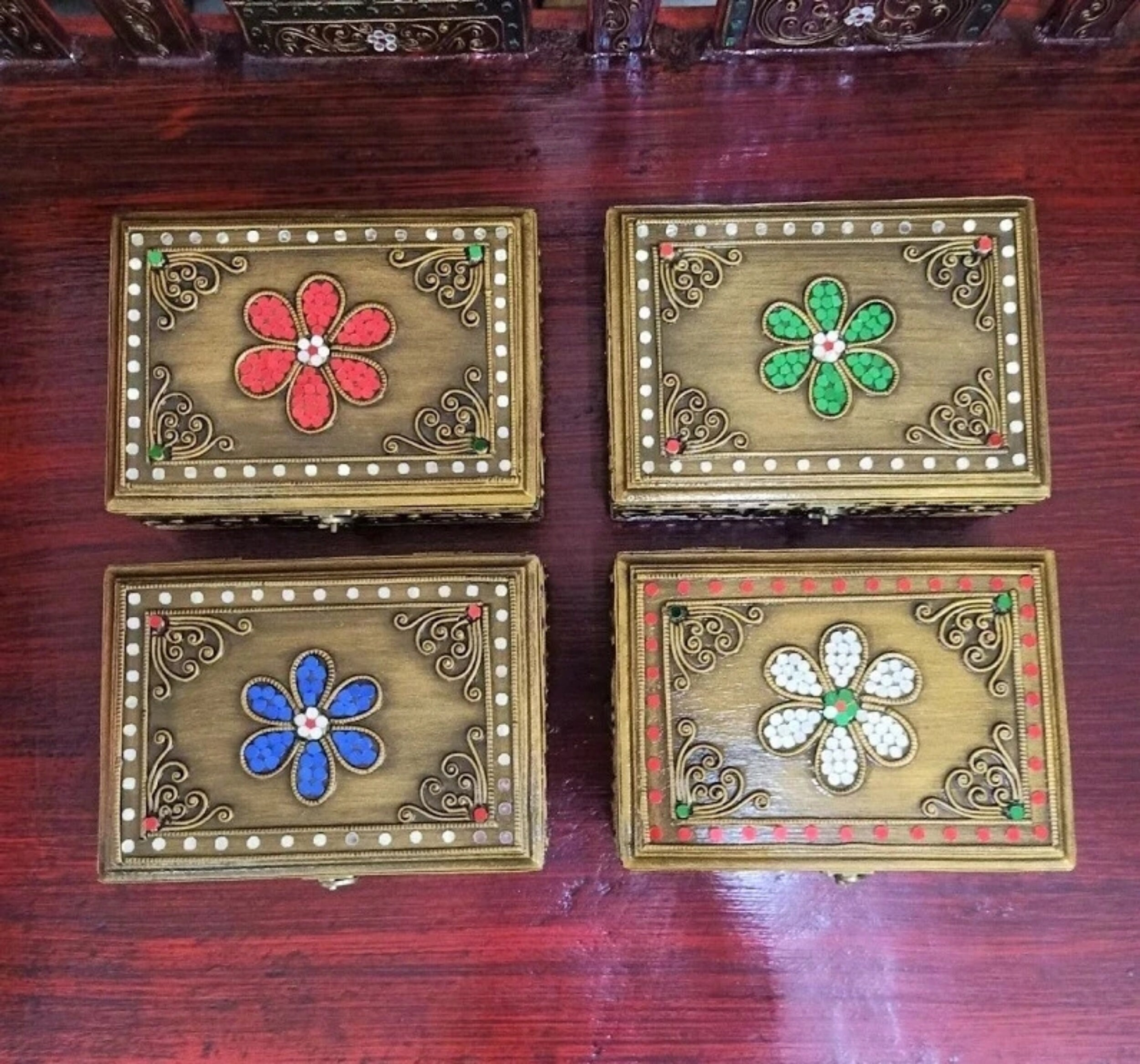 Antique Style Jewelry Box With Stained Glass Decoration Multi-purpose ...