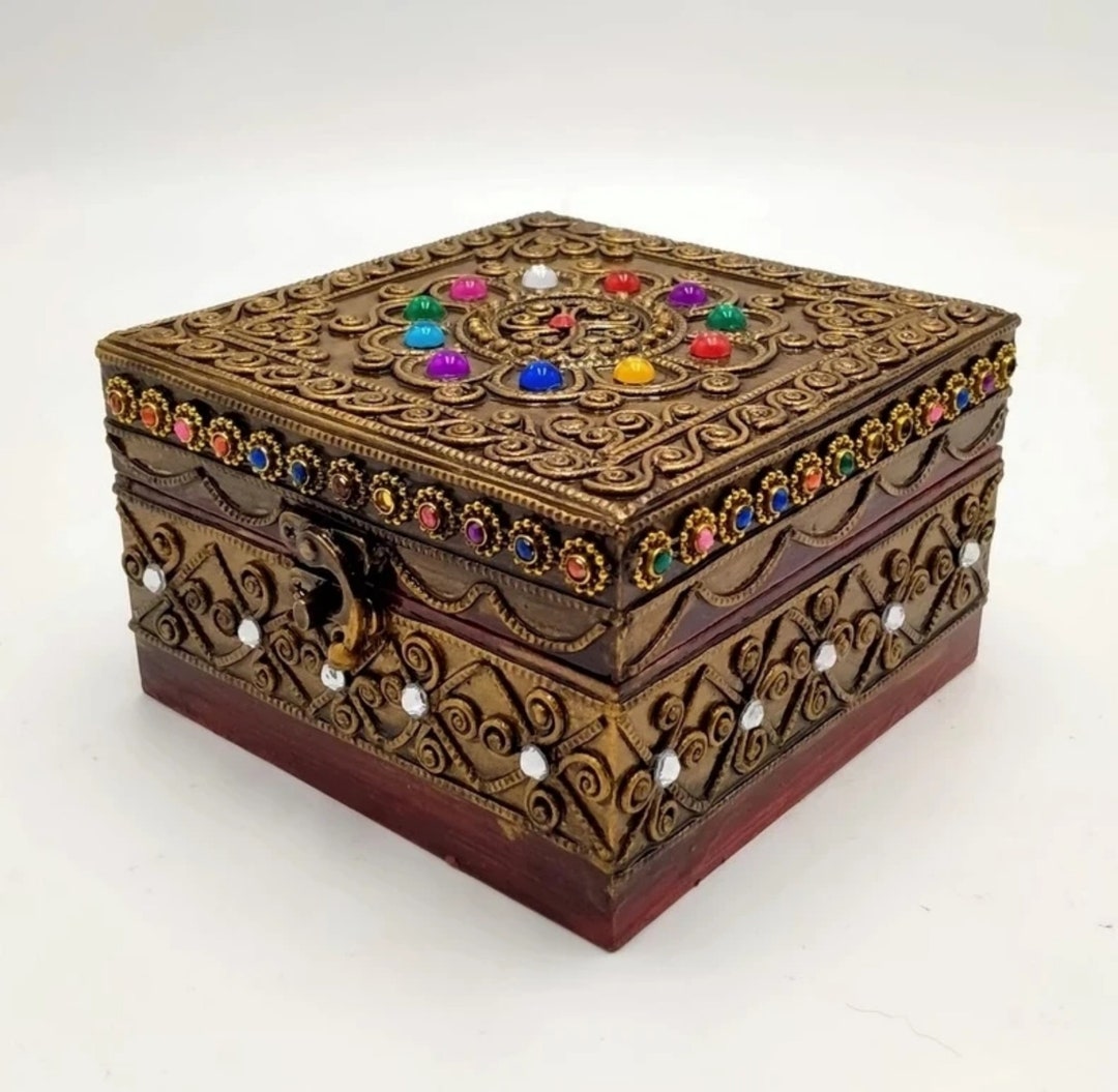 Handmade Northern Thai Style Wooden Storage Box Antique Gold Finish - Etsy