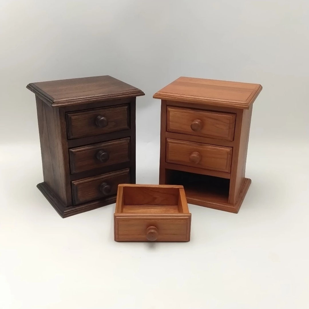 Teak Wood Drawer Box 3-level Storage for Small Knick-knacks Available ...