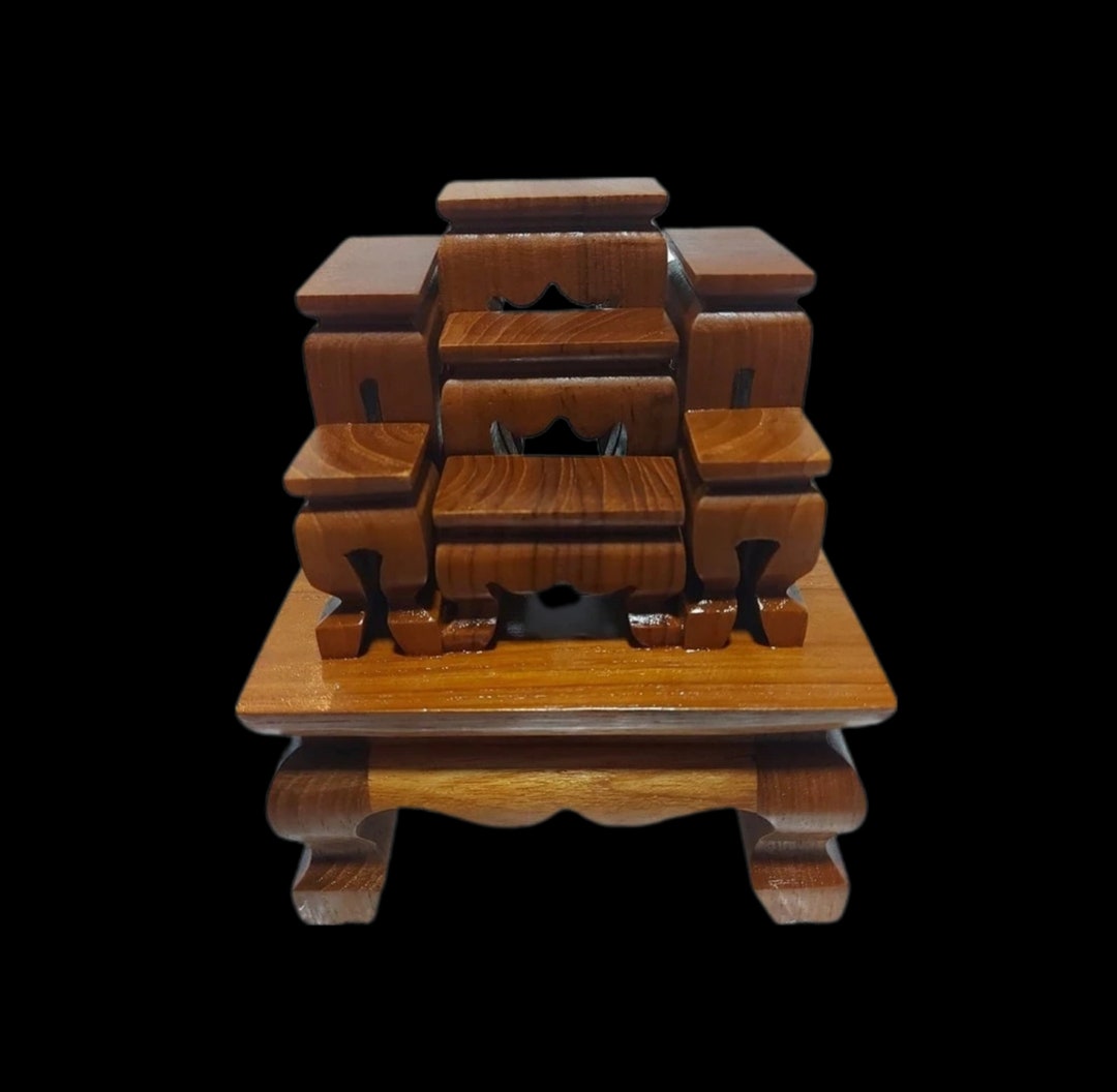 Mini Wooden Buddha Altar Table Natural Finish 10x12.5x15 Cm With Free ...