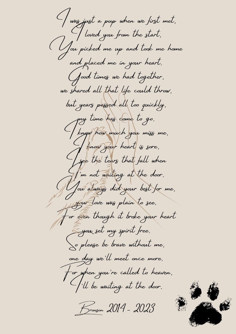 Dog Memorial Gift, Personalised Dog Sympathy Gift, Waiting at the Door ...