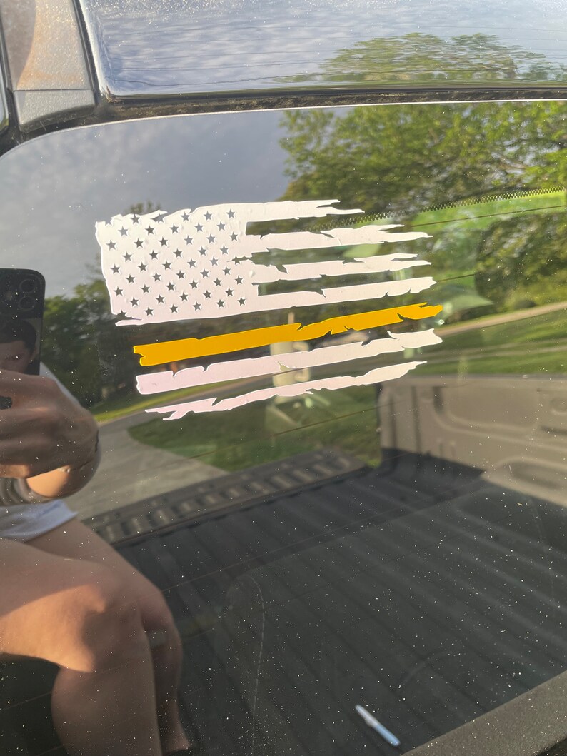 Dispatch Car Decal, Thin Gold Line Flag, Bumper Sticker, Window Sticker ...