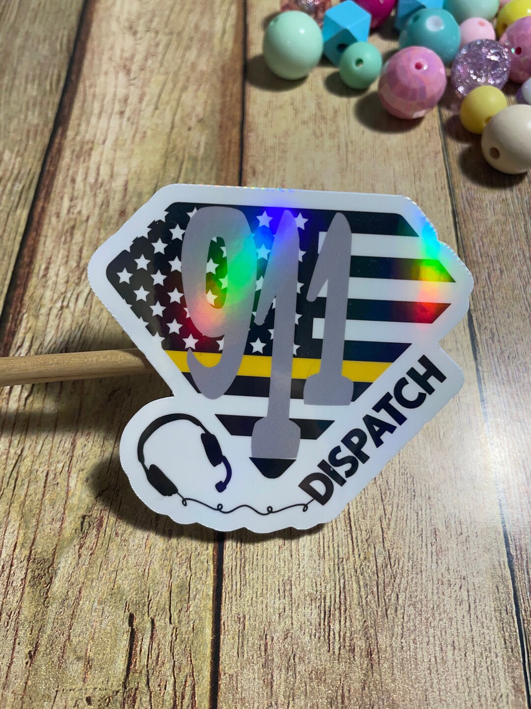 911 Dispatch Sticker, Thin Gold Line, Dispatcher Sticker, First ...