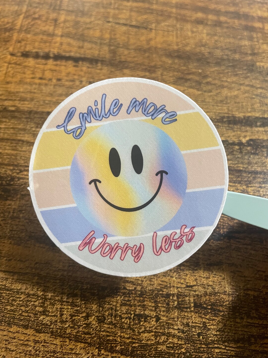 Smile More Worry Less Sticker, Positivity, Good Vibes, Words of ...