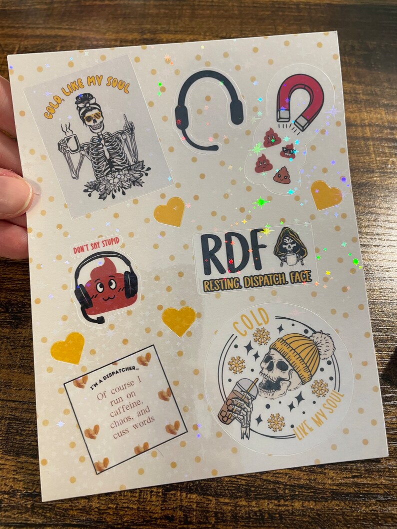 911 Dispatch Funny Sticker Set, Gifts for Dispatch, Cold Like My Soul, Glitter Stickers ...