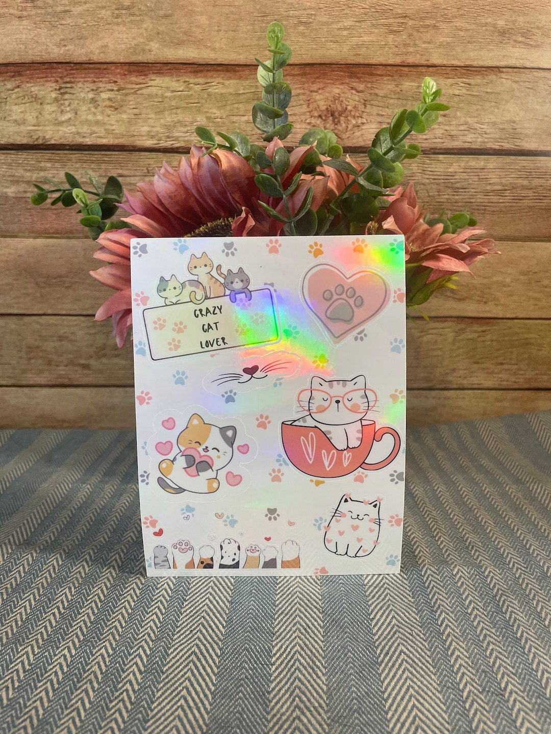 Cat Lover Sticker Set, Crazy Cat Lady, Holographic Stickers, I Love ...