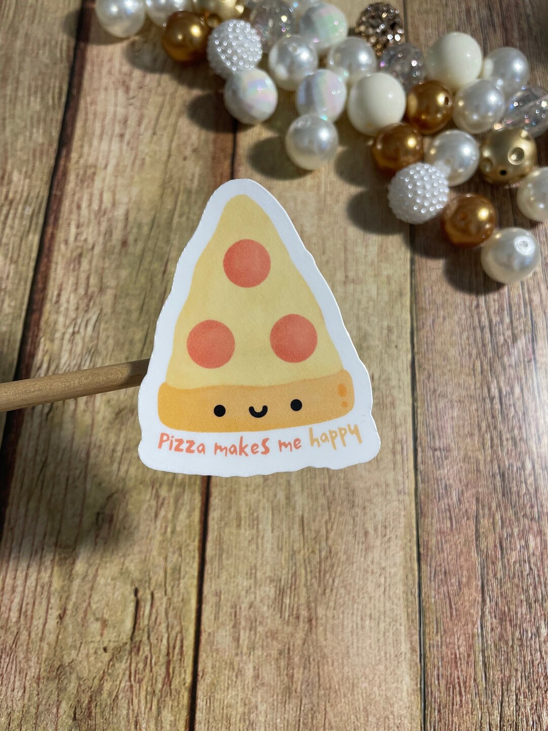 Pizza Makes Me Happy Sticker, Fun Foodie Decal for Laptop, Water Bottle ...