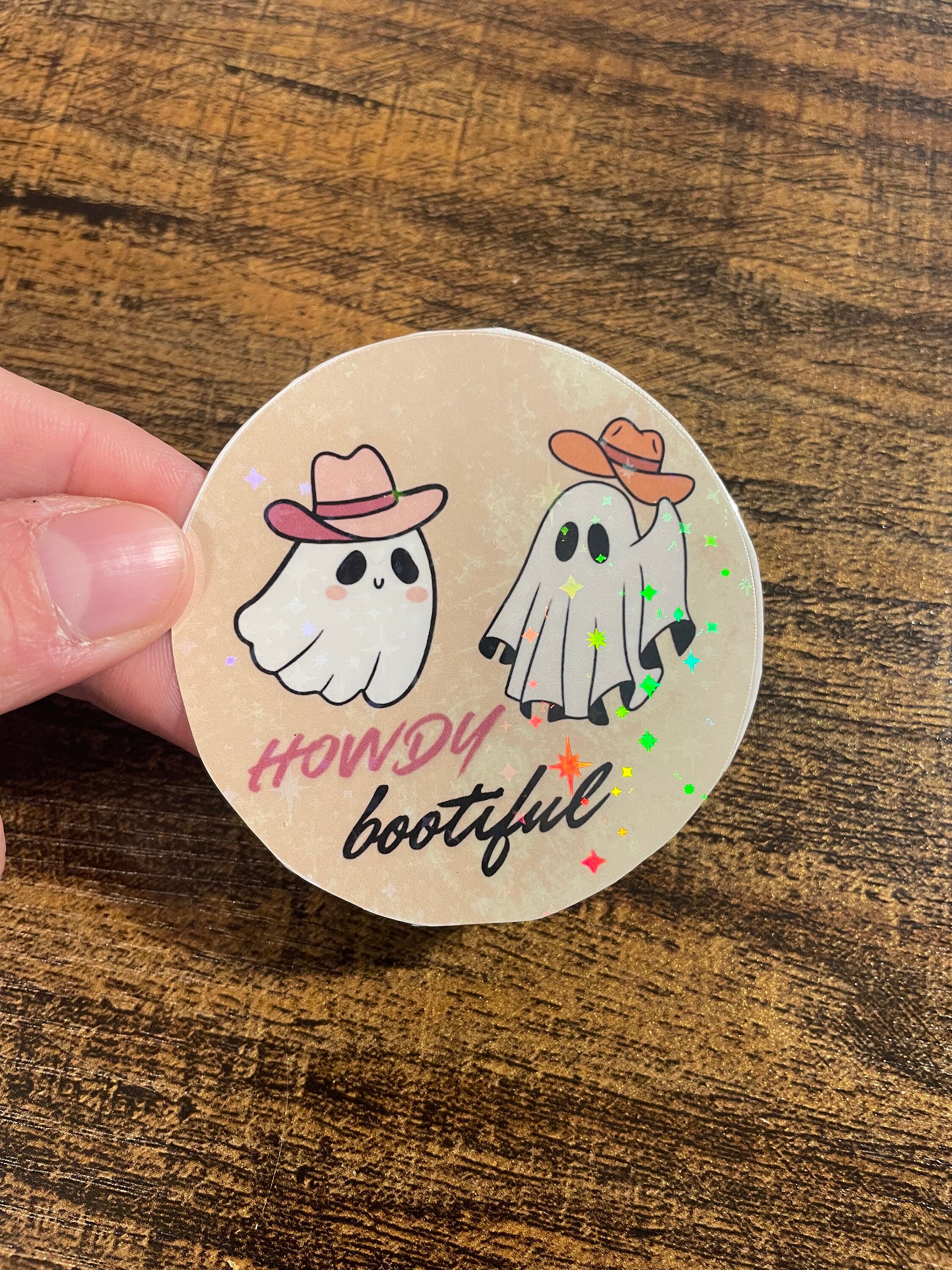 Funny Ghost Sticker, Western Ghost Sticker, Howdy Bootiful, Water ...