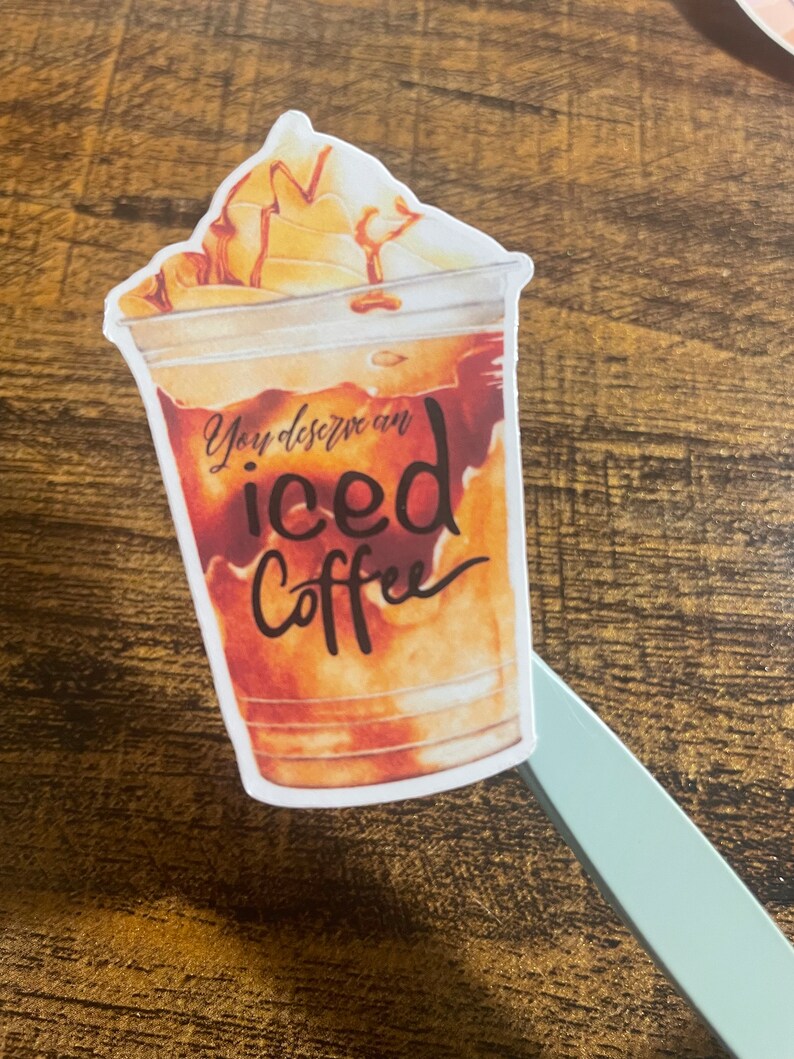 Cute Iced Coffee Sticker for Laptops, Water Bottles, and More Handmade ...