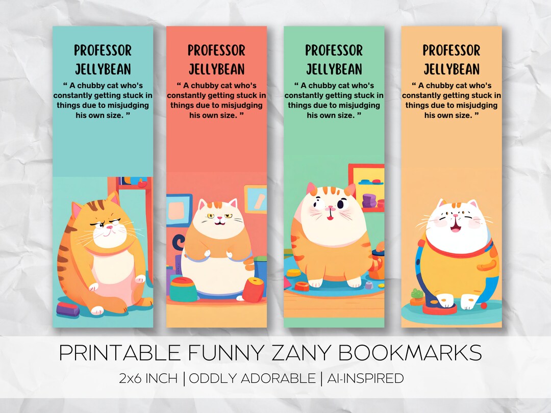 Cute Printable Cat Bookmarks Funny AI Art Perfect Book Lover Gift - Etsy