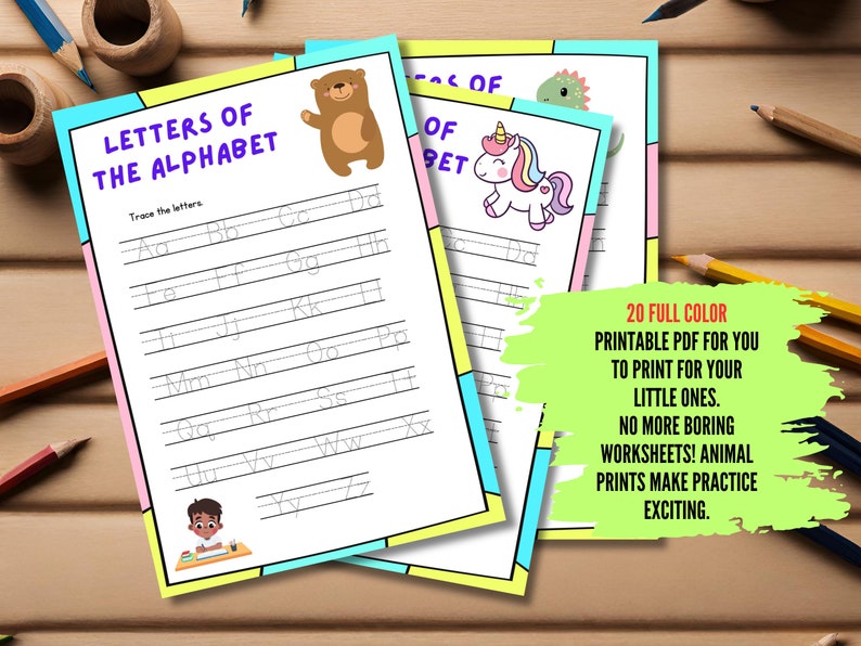 Printable Animal Print Alphabet Worksheets for Preschool & Kindergarten ...