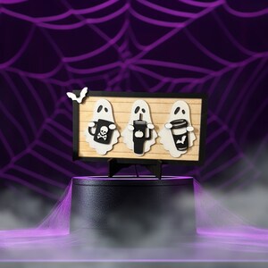 3-D Ghosts Coffee Bar Sign, Tiered Tray Halloween Decor - Etsy