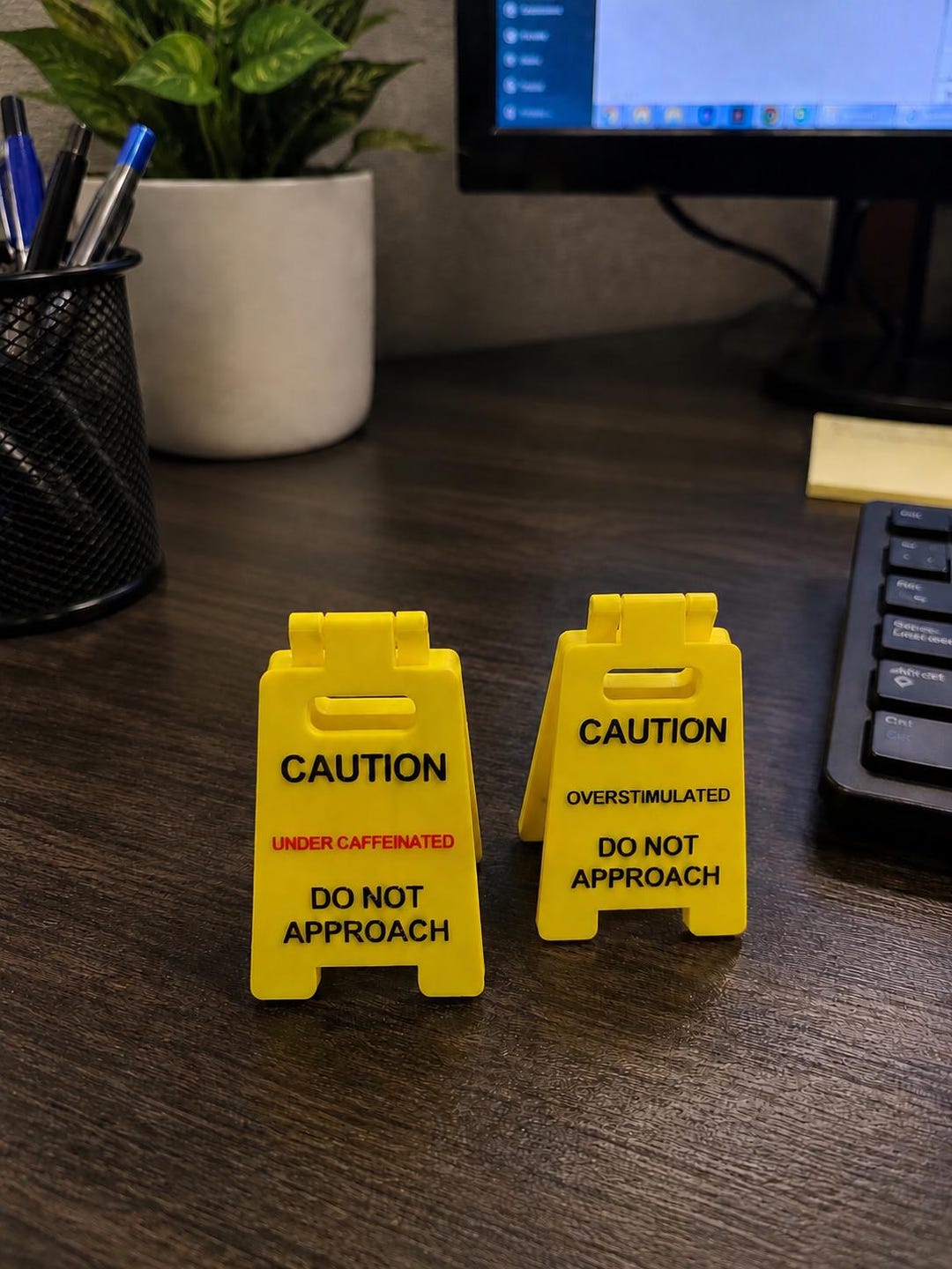 Funny Overstimulated Desk Sign | Caution: Do Not Approach | Under ...