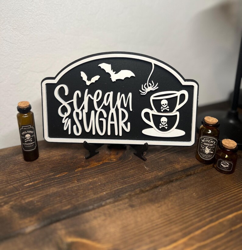 Spooky Scream and Sugar Coffee Bar, Halloween Sign, Spooky Sign, Coffee ...