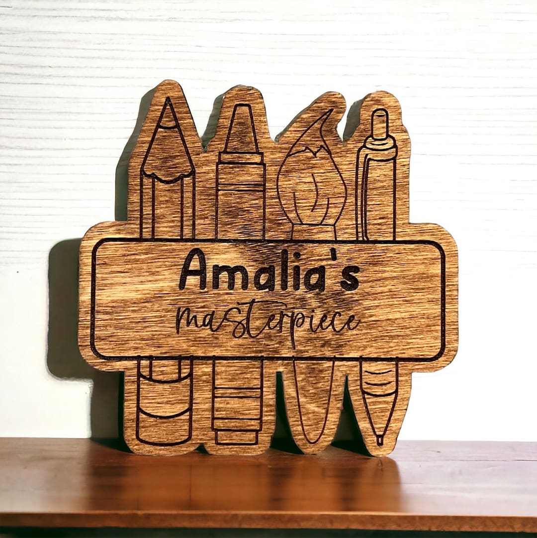 Personalized Wooden Masterpiece Magnet: Custom Engraved Kid's Art - Etsy