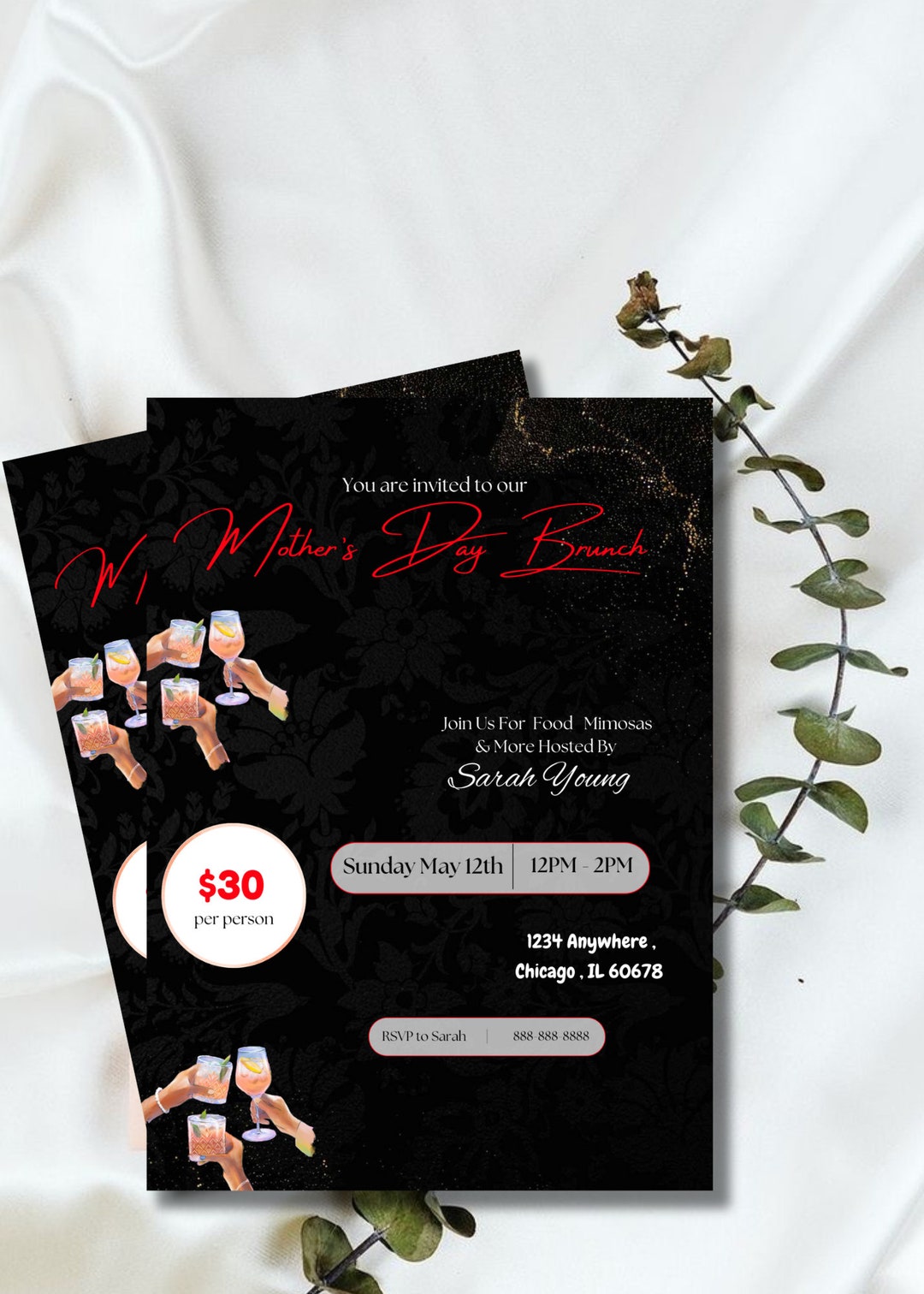 Editable Mother's Day Invitation / Mother's Day Brunch Invitation ...