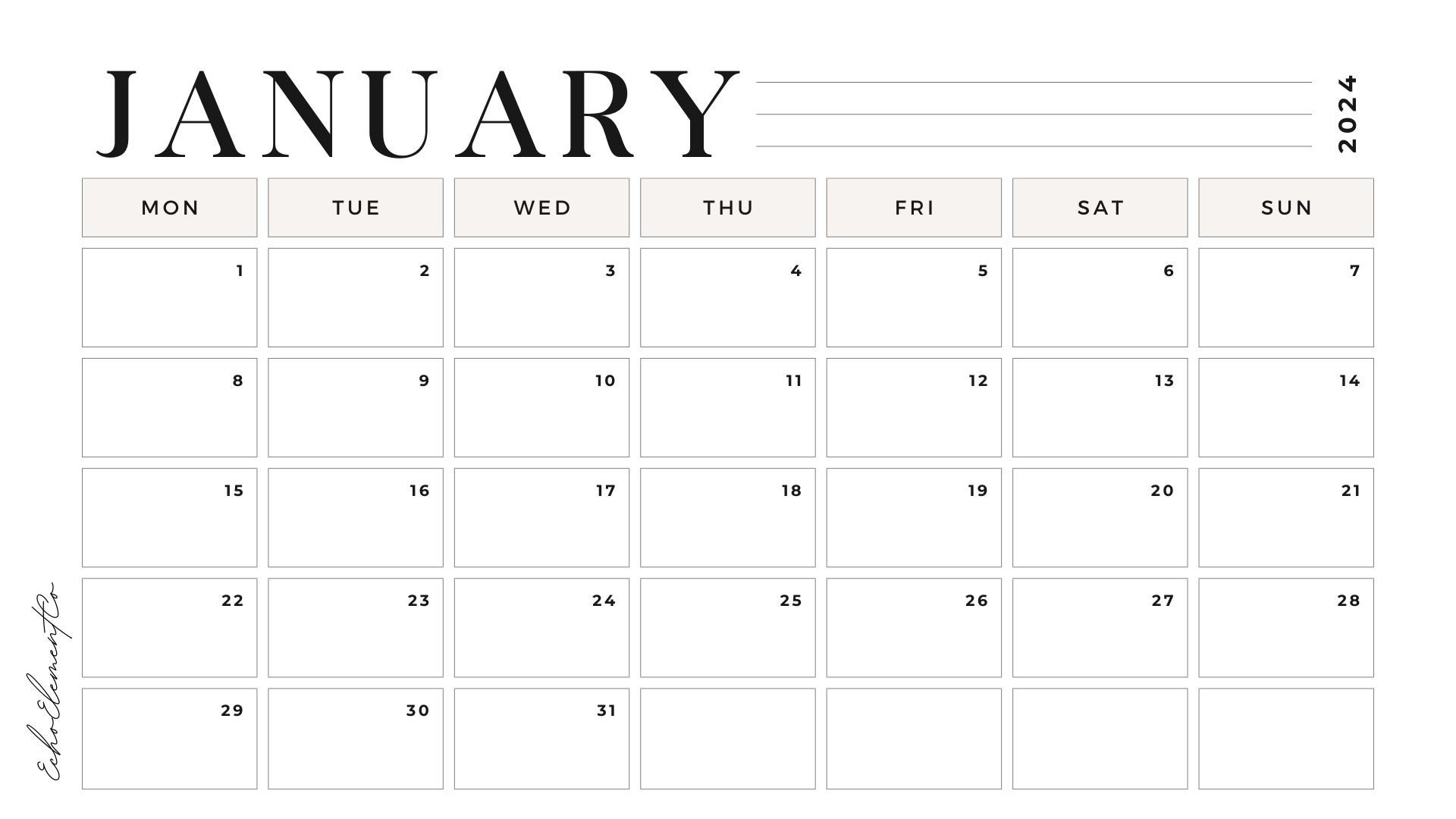 2024 12 Month Printable Online Calendar - Etsy