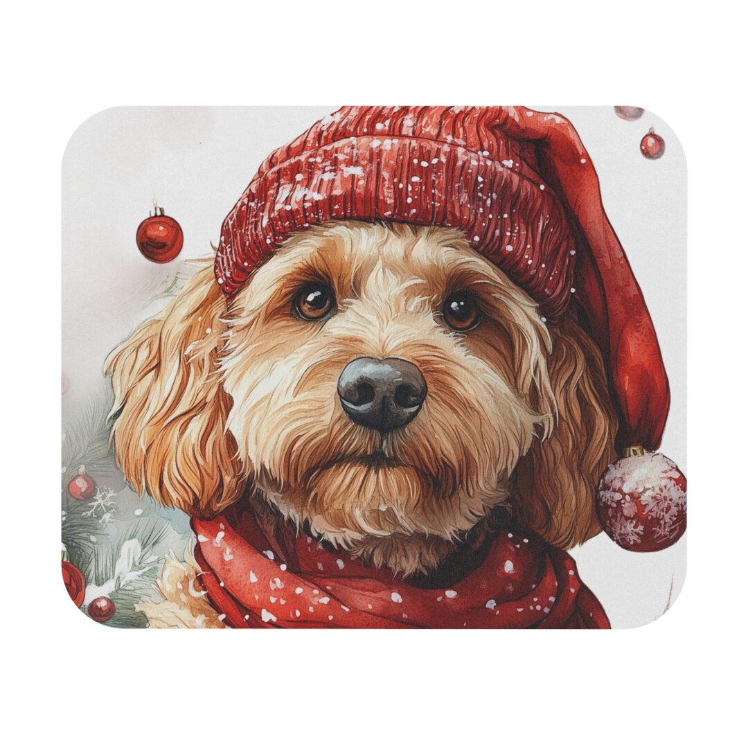 Goldendoodle Mouse Pad | Christmas Holiday Desk Mat - Etsy
