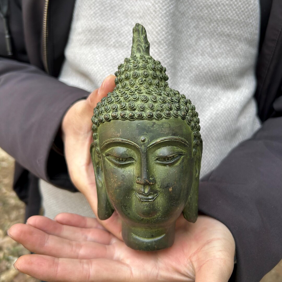 Vintage Copper Buddha Head Bust Zen Meditation Metal Thai Shakyamuni ...