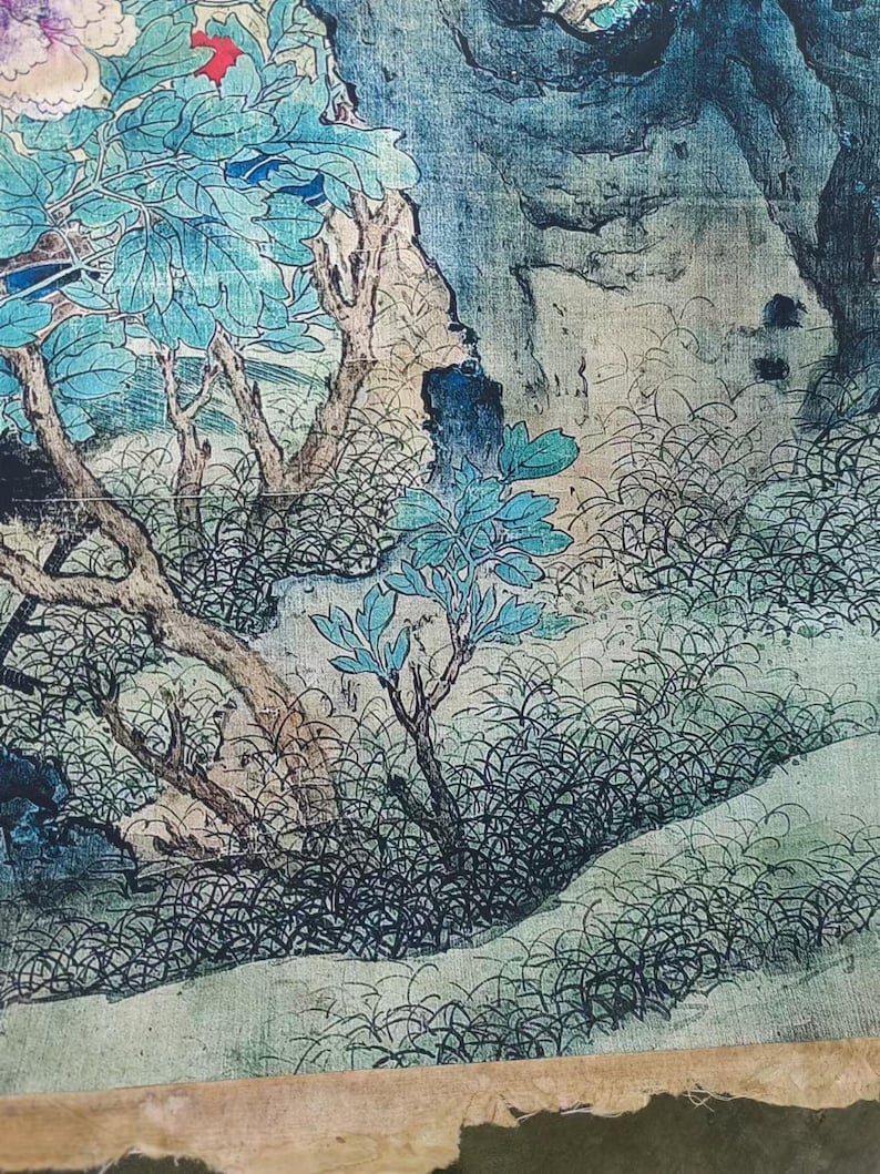 Signed Asian Unique Asian Unframed Watercolour Handpainted Calligraphy ...