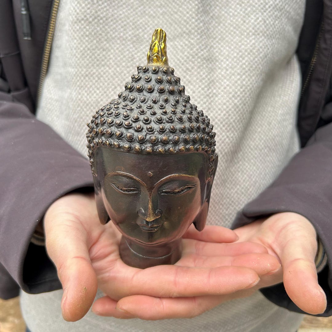 Vintage Copper Buddha Head Bust Zen Meditation Metal Thai Shakyamuni ...