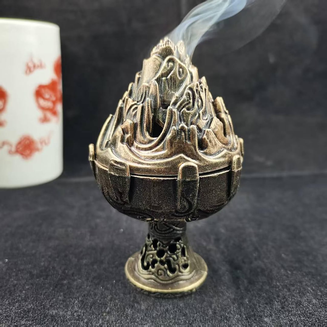Vintage Bronze Boshan Censer – Meditation Incense Burner, Copper-tone ...