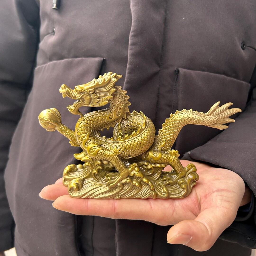Copper Dragon Figurine Feng Shui Home Decor Lucky Gift P474 - Etsy