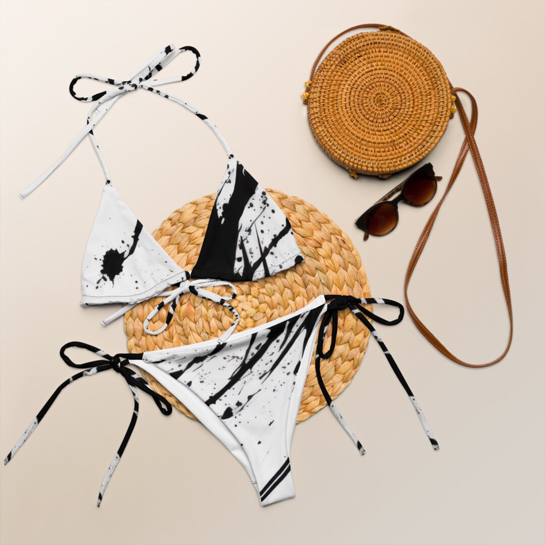 Boho Bathing Suits for Women Swimsuit With Ink Splash Abstract Bikini ...